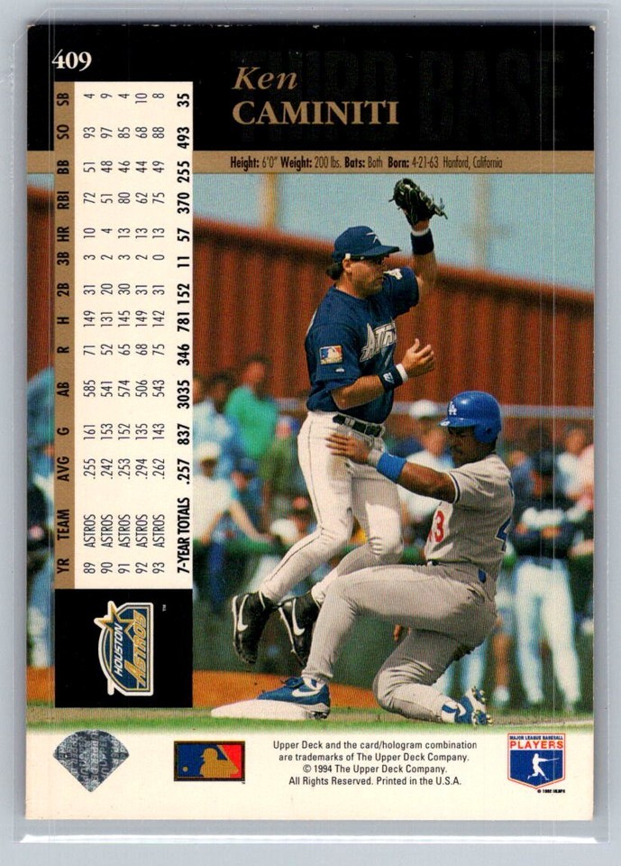 💎1994 Upper Deck Baseball #409 Ken Caminiti - Houston Astros💎 | eBay