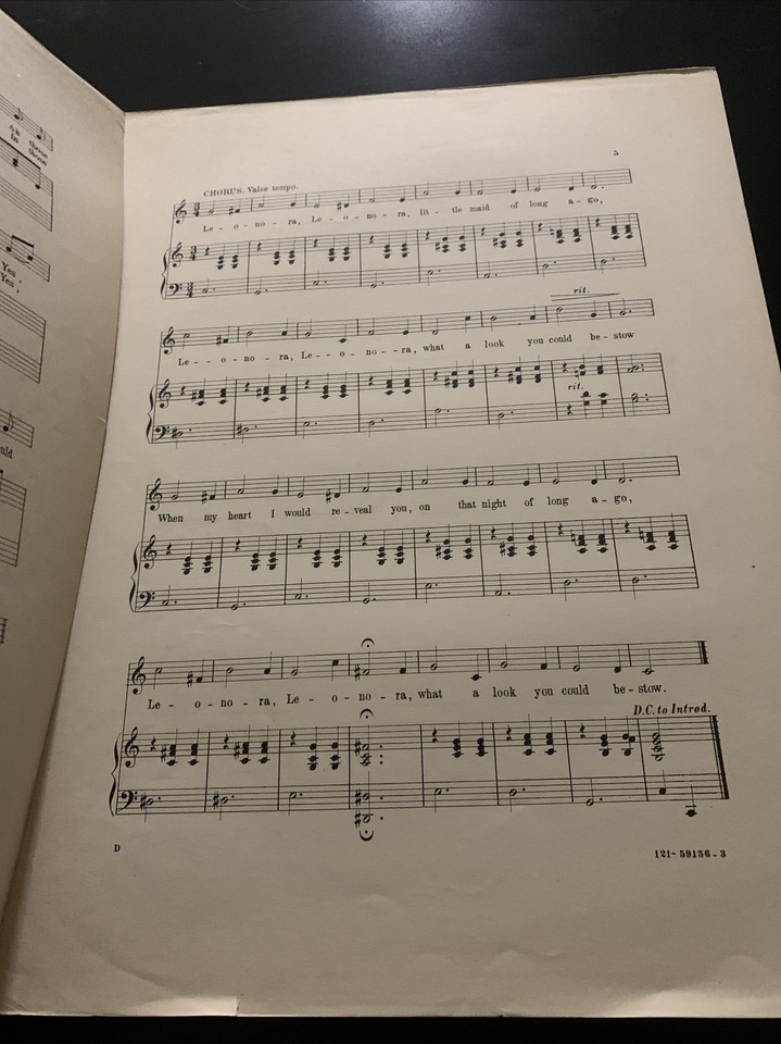 Rare 1896 Leonora - Michael John Nunan Oliver Ditson Co Music | eBay