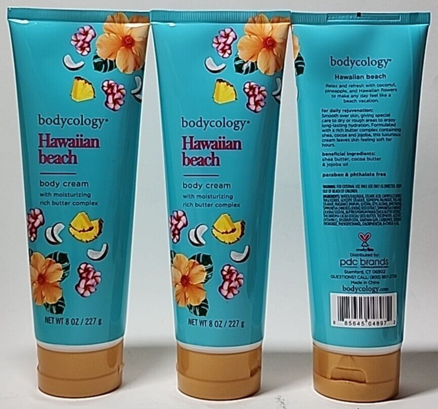 (3 Ct) Bodycology Hawaiian Beach Body Cream Moisturizing Rich Butter ...