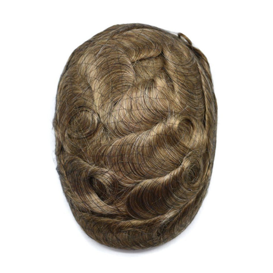 Mens Toupee Human Hair Replacement Full Poly Skin Injected PU System ...