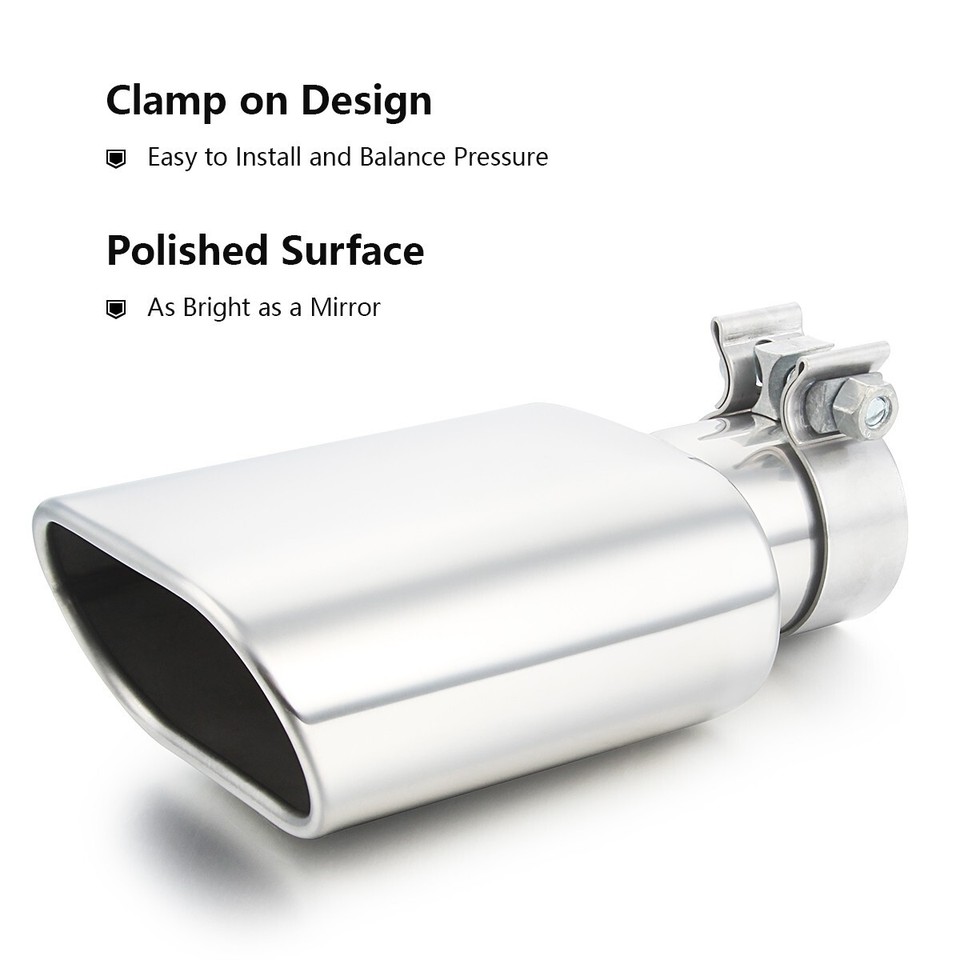 2.5" Inlet 5.5" x 3" Outlet Exhaust Tip Pipe Rolled Rectangle Slant ...