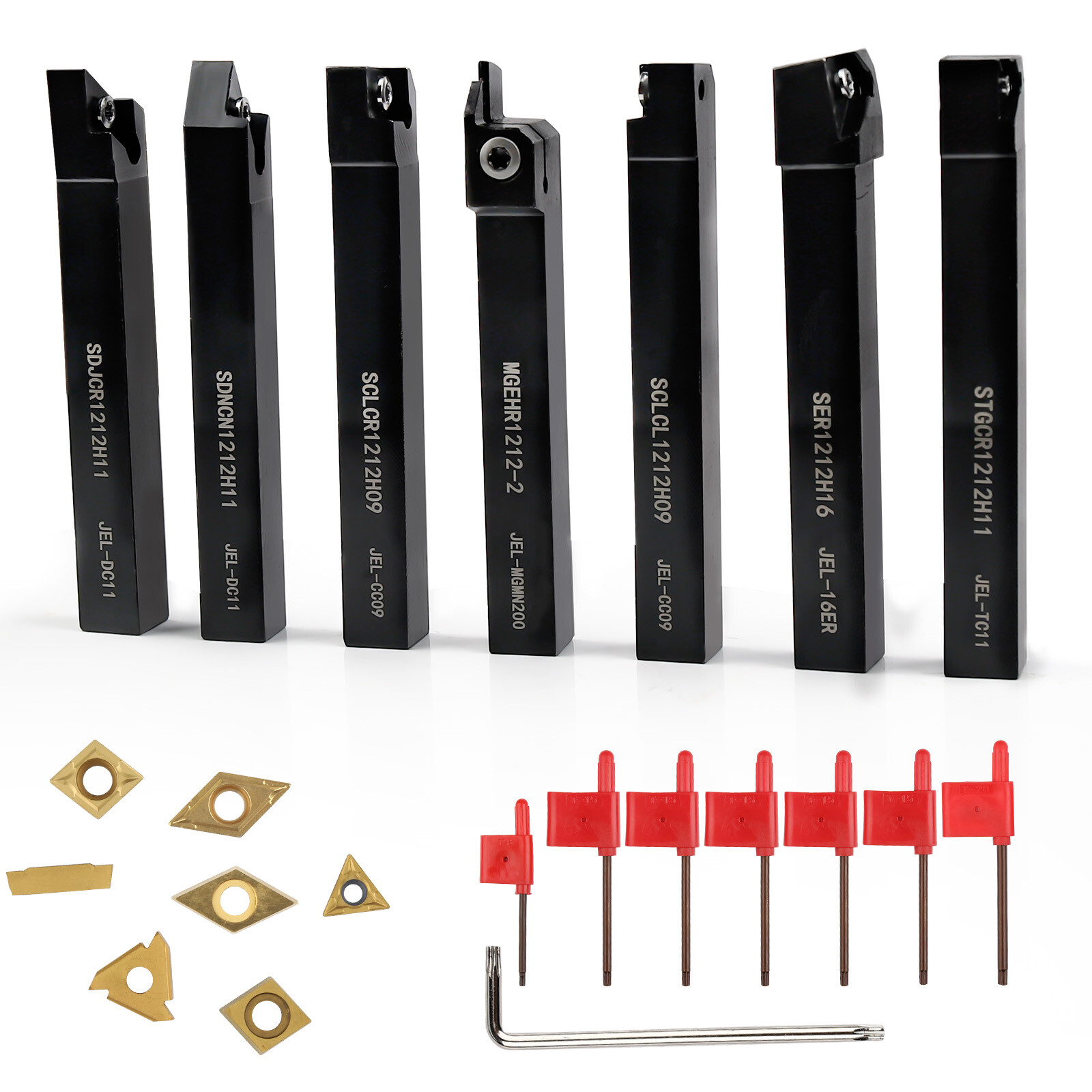 21Pcs Lathe Carbide Inserts Tool & Holder Wrench Mini Lathe Set Turning ...