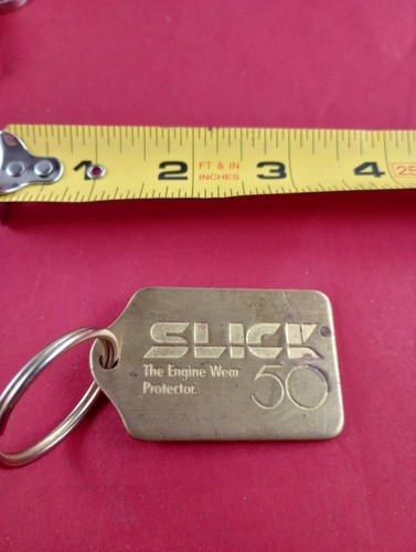Vtg SLICK 50 Engine Oil Brass Keychain Key Ring Hangtag Fob *195-E | eBay