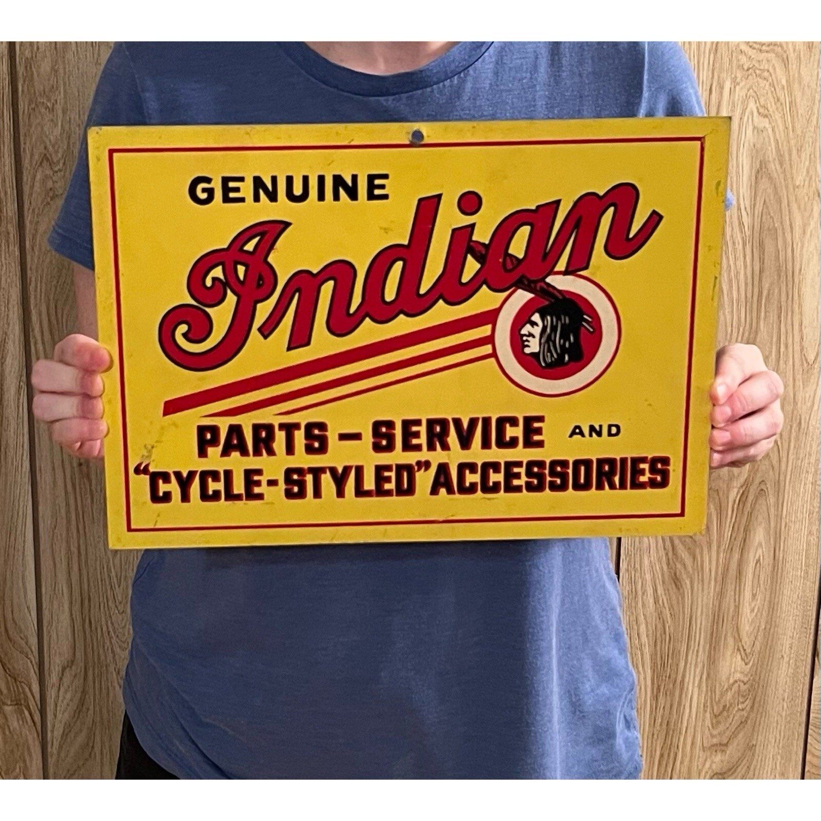 Indian Motorcycle Metal Sign 13” x 9.5” Genuine Parts Service Vintage ...
