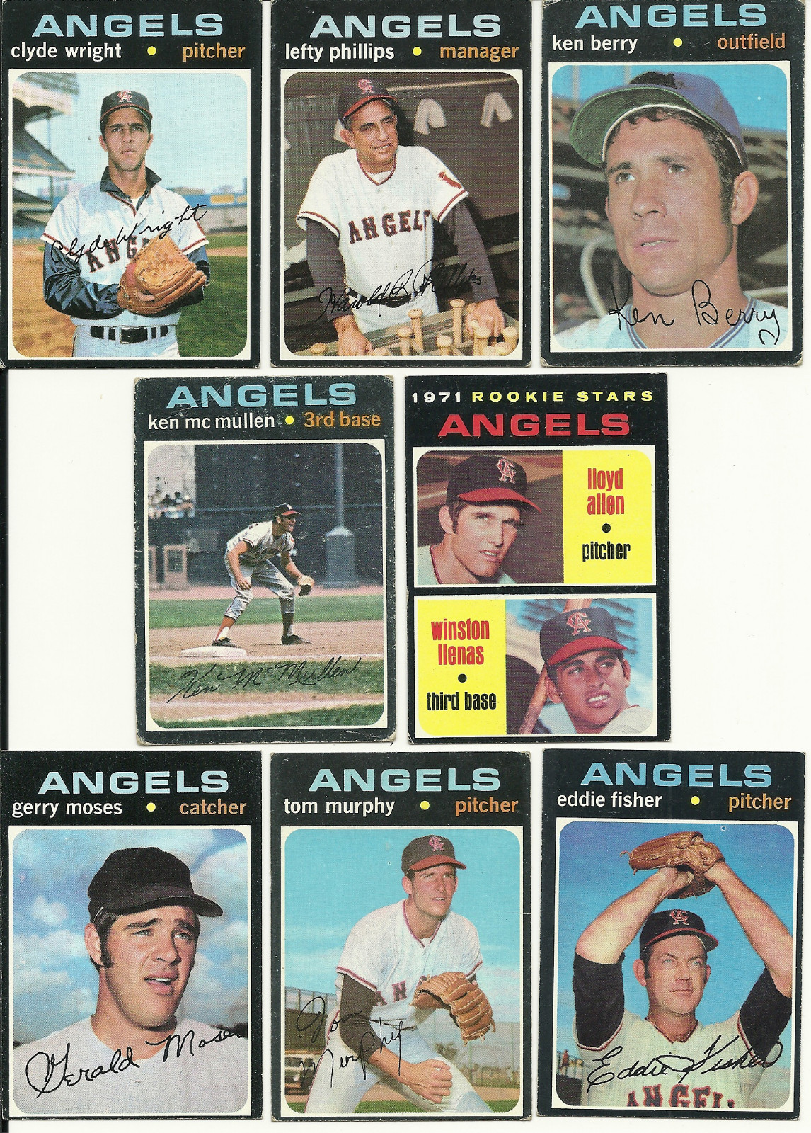 1971 vintage Topps ANGELS Team 23 cards partial set lot Messersmith ...