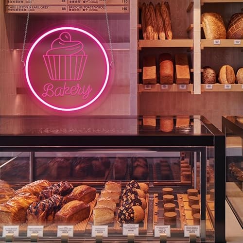 Bakery Pink Neon Sign for Wall Decor USB Powered Three Adjustable ...