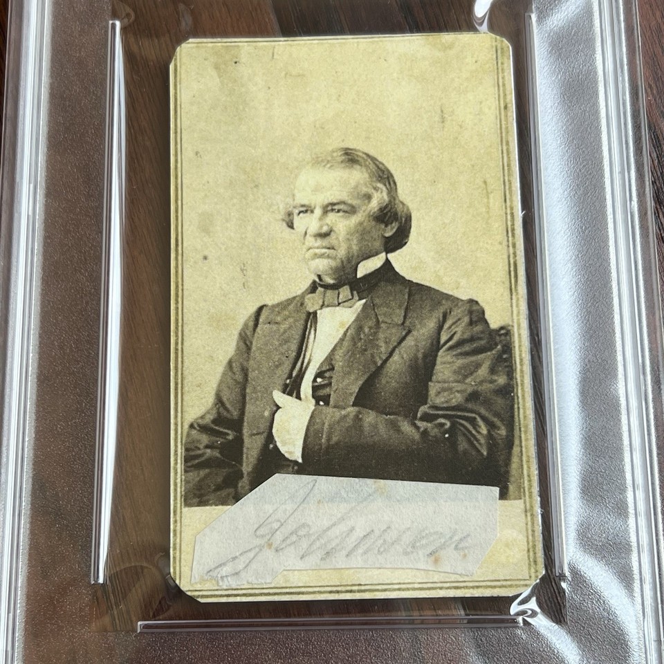 ANDREW JOHNSON * PSA * Autograph Cut Signature CDV Signed President ...