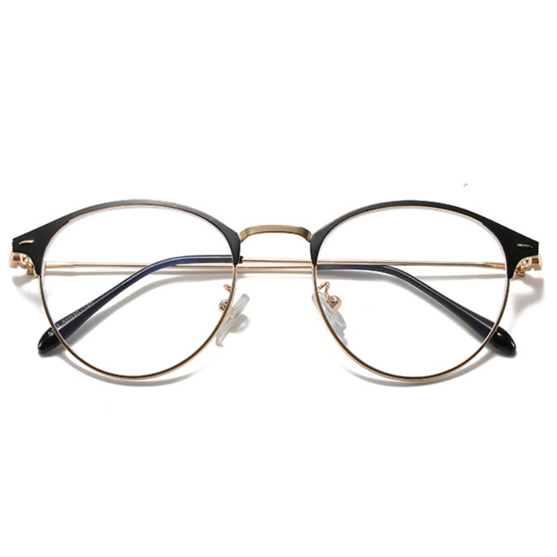 Men Women Metal Blue Light Blocking Reading Glasses Round Stylish Retro ...