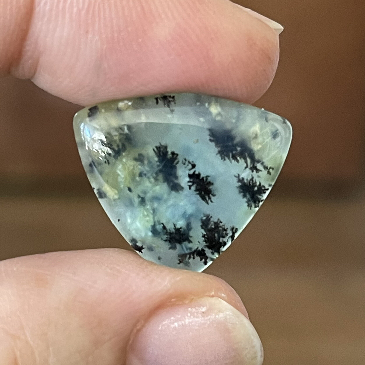 9.8ct 18.8x4.8mm Fine Blue Peruvian Opal With Inclusions Cabochon Loose ...