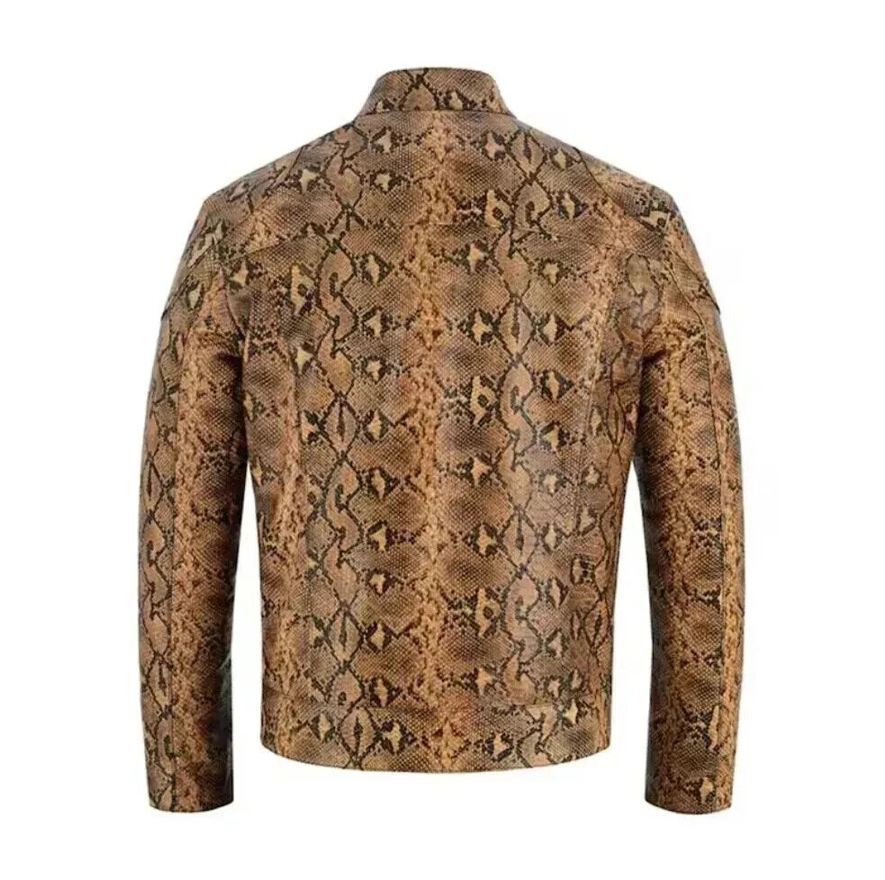 Men's Italian Exotic Snake Texture Leather Jacket Python SnakeSkin ...