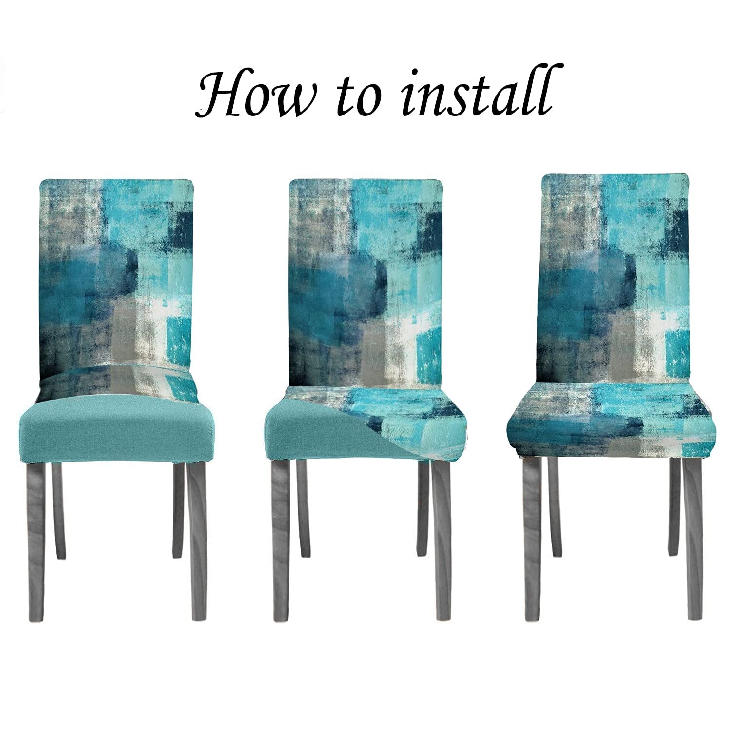 Turquoise Teal Slipcover Stretch Removable Washable Parson Chair Covers ...