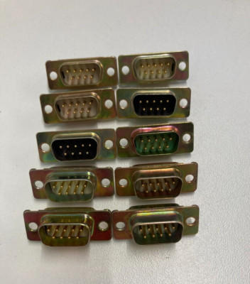 9 Pin D9 Male D-Sub Plug Solder Connector Chassis Socket RS232 Serial ...