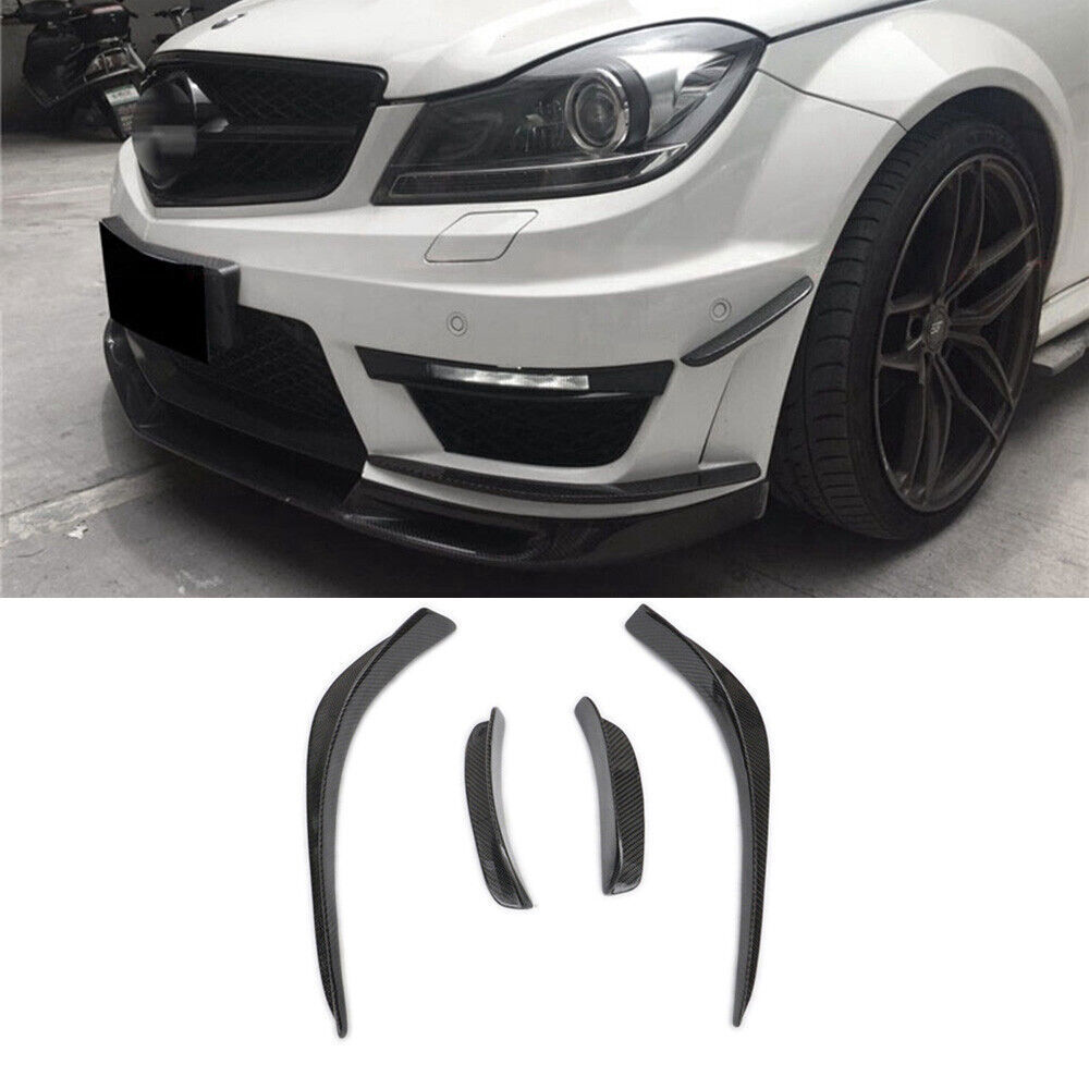 Carbon Fiber For Mercedes-Benz W204 C63 AMG 2011-2013 Front Bumper Fin ...