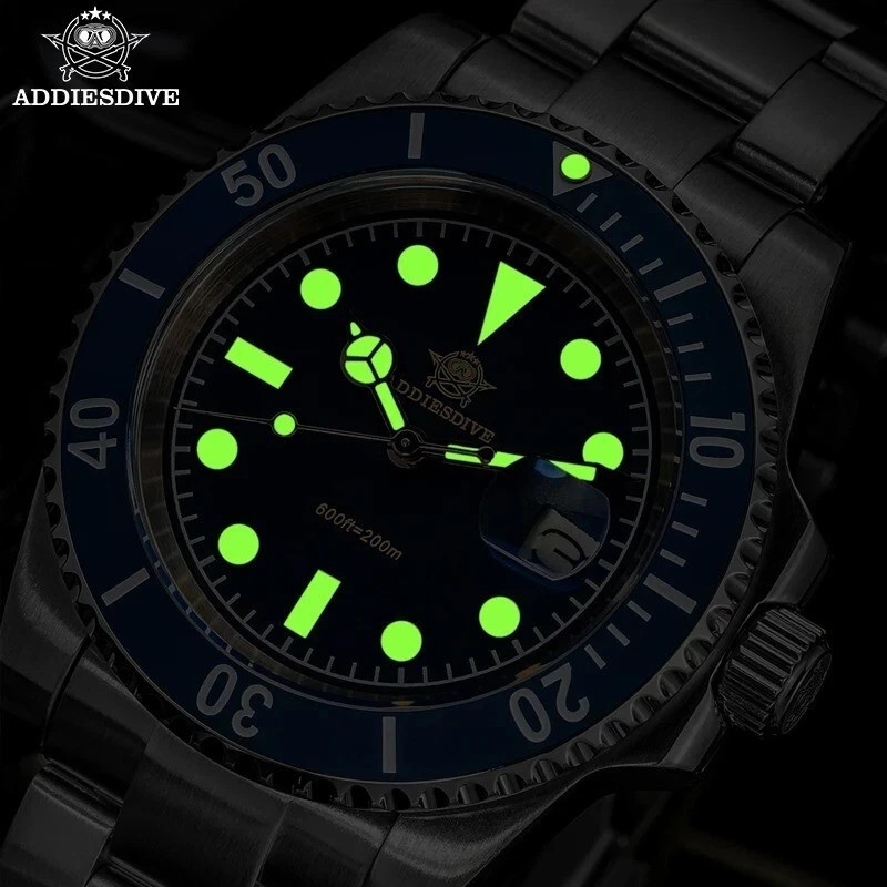41MM ADDIESDIVE Quartz Men's Watch Dive 200M Waterproof Luminous ...