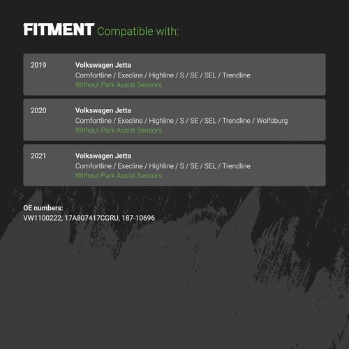 For Volkswagen Jetta 19-21 Replacement Rear Bumper Cover Standard Line ...