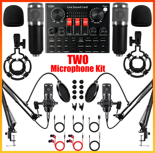2 Studio Recording Kit Podcast Equipment Bundle Music Mixer with 2 ...