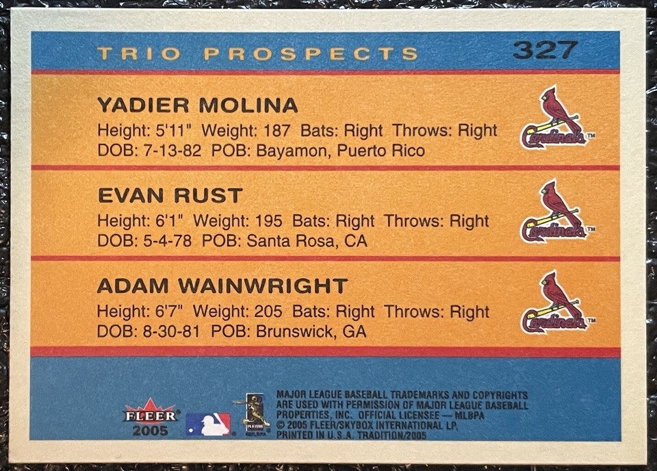 Adam Wainwright Yadier Molina 2005 Fleer Trio Prospects RC #327 St.Luis ...
