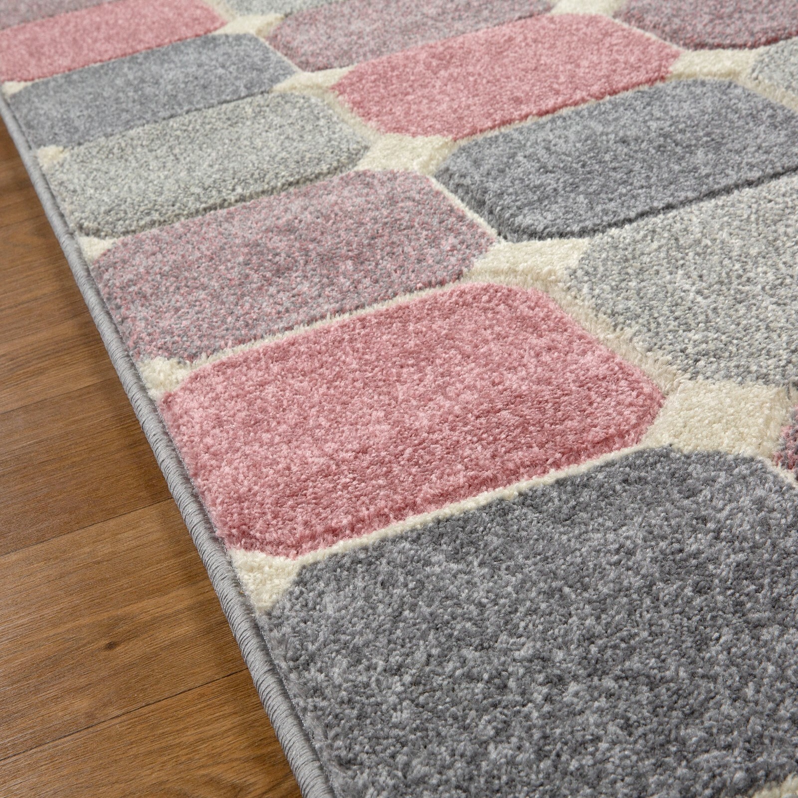 Blush Pink and Grey Rug Geometric Carpet Extra Large Small Living Room ...