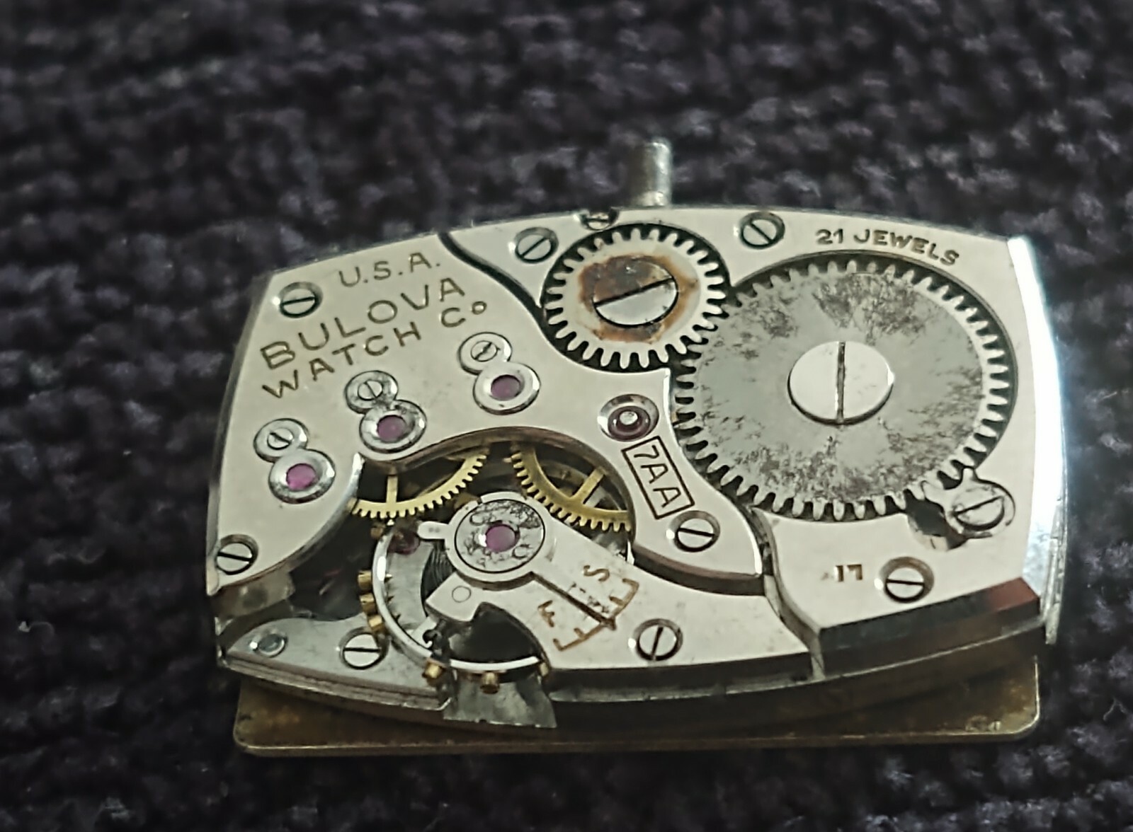 Bulova 21J Ref# 7AA Wrist Watch Mvt Dial Hands Stem As Is Not Running ...
