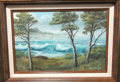 SHARON RICKERT ORIGINAL OIL ON CANVAS STORMY ISLAND SEASCAPE PAINTING ...