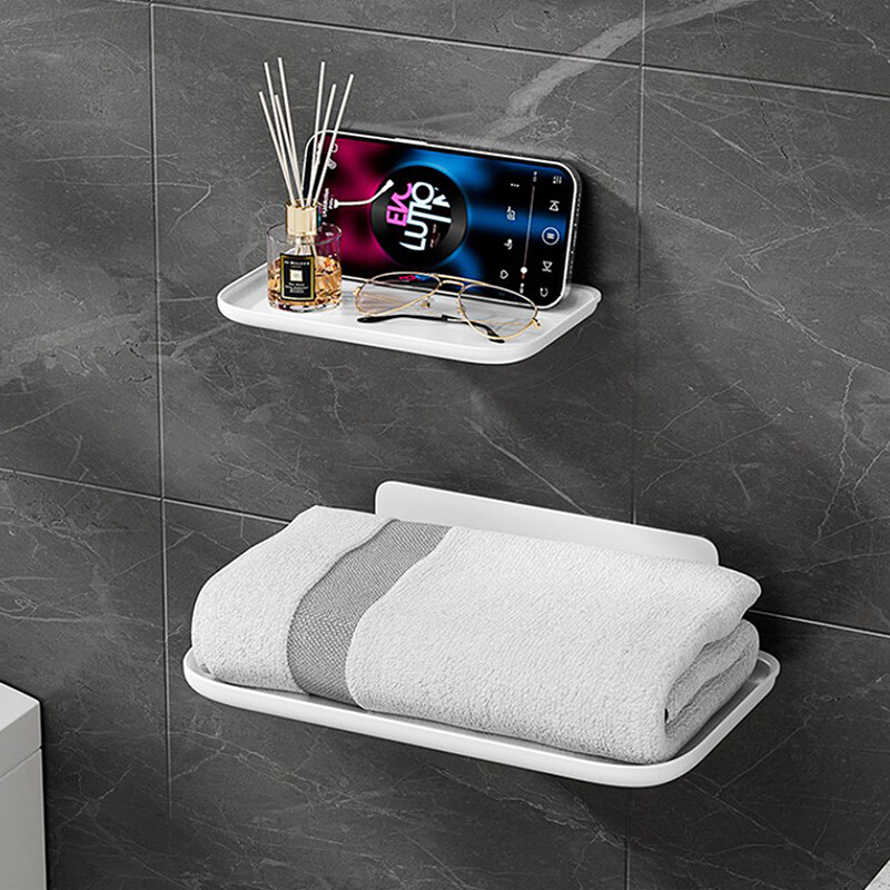 Wall Mounted Folding Shelf Saving Space Foldable Storage Rack Punch ...