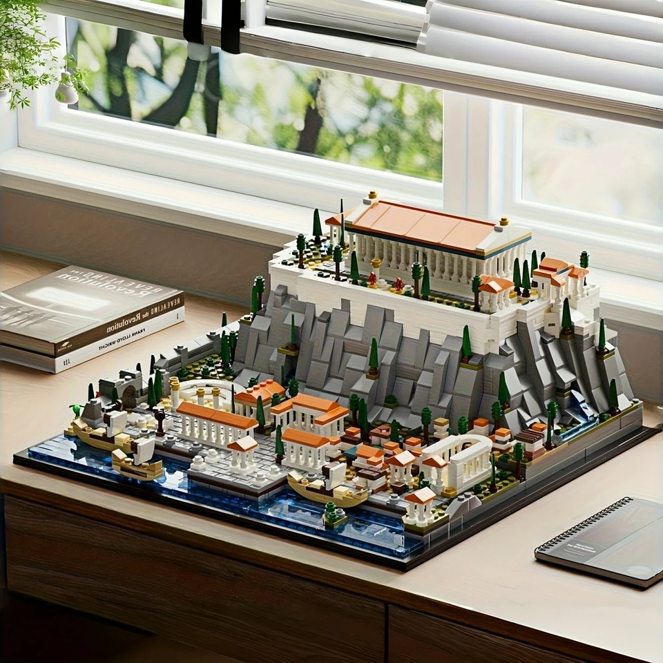 *NEW* DIY 1700+pcs Architecture Athens Acropolis Castle Building STEM ...