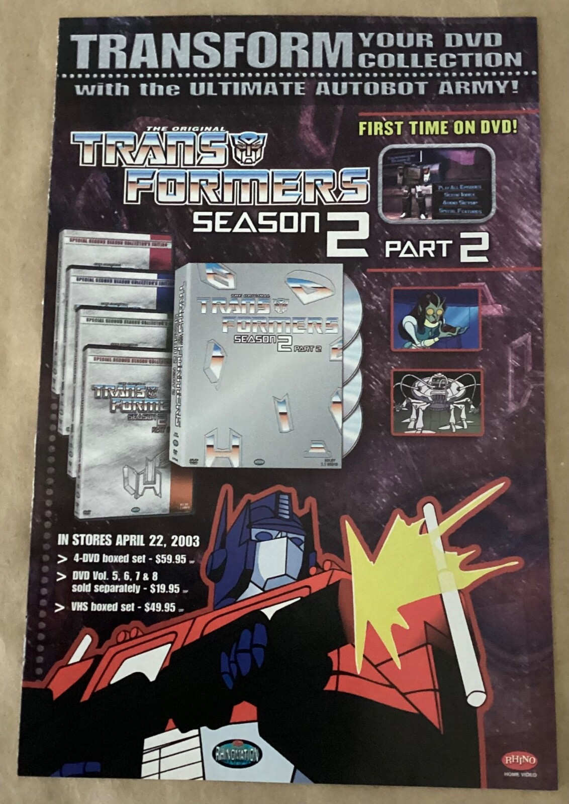 Transformers cartoon 2003 Print Ad dvd promo vintage animation retro TV ...