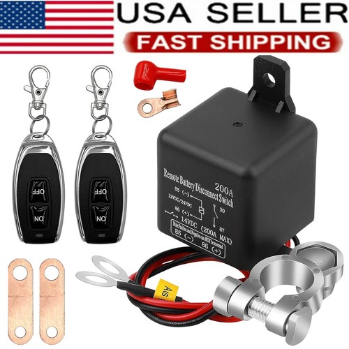 Wireless Dual Remote Car Battery Disconnect Relay Master Kill Cut-off ...