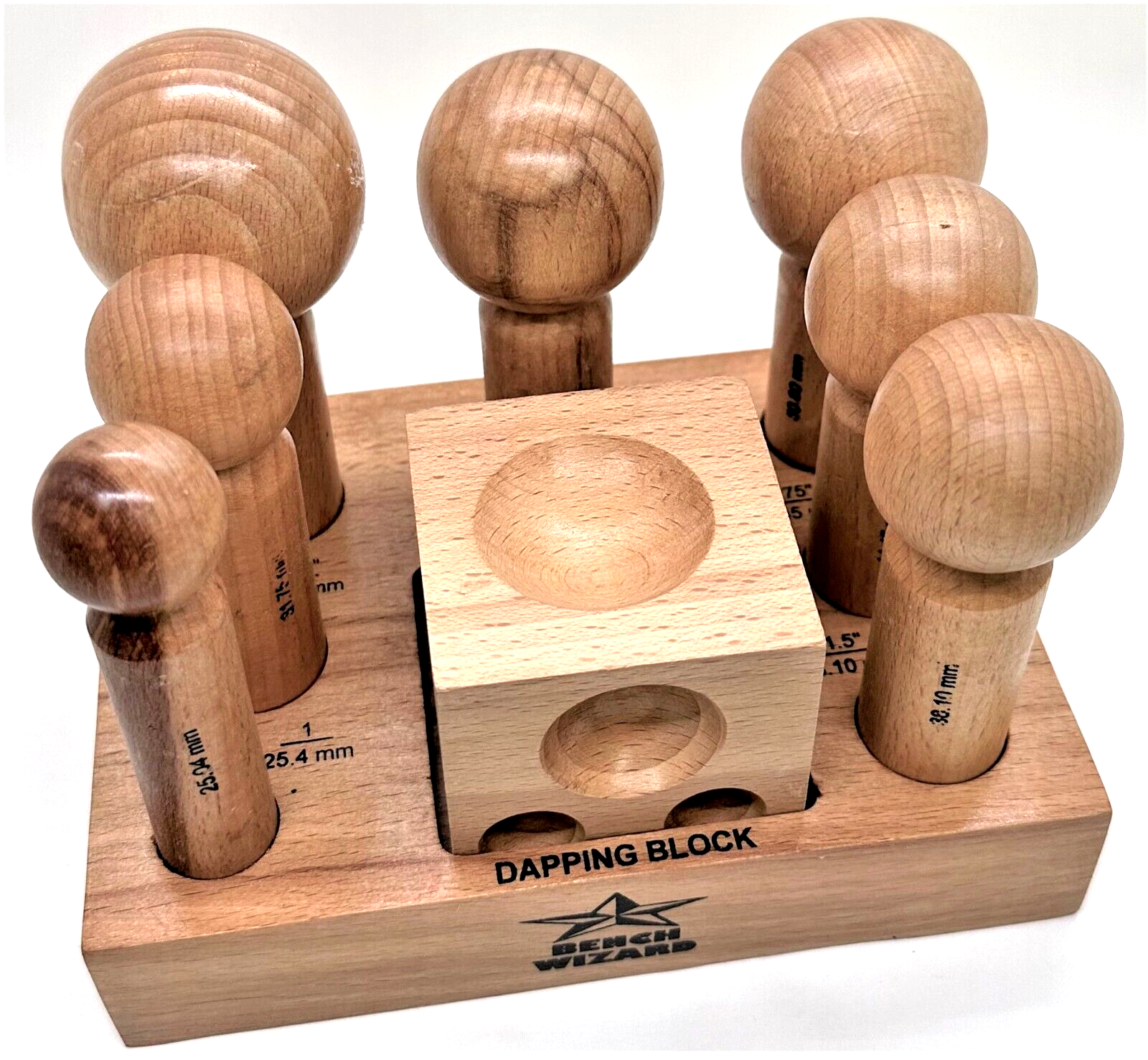 7 Sizes Large Wooden Dapping Block & Punches Set Wood Forming Jewelry ...