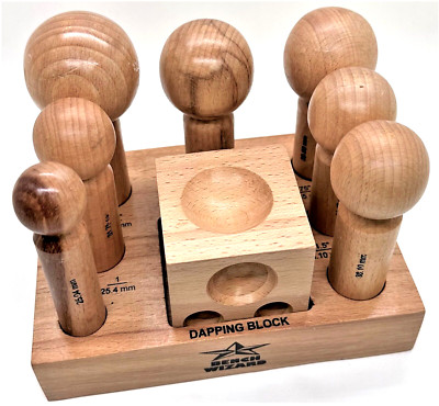 7 Sizes Large Wooden Dapping Block & Punches Set Wood Forming Jewelry ...