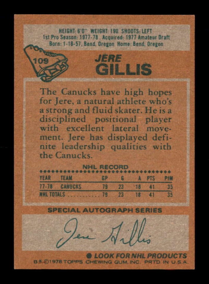 1978 Topps #109 Jere Gillis RC NM/NM+ X2869305 | eBay