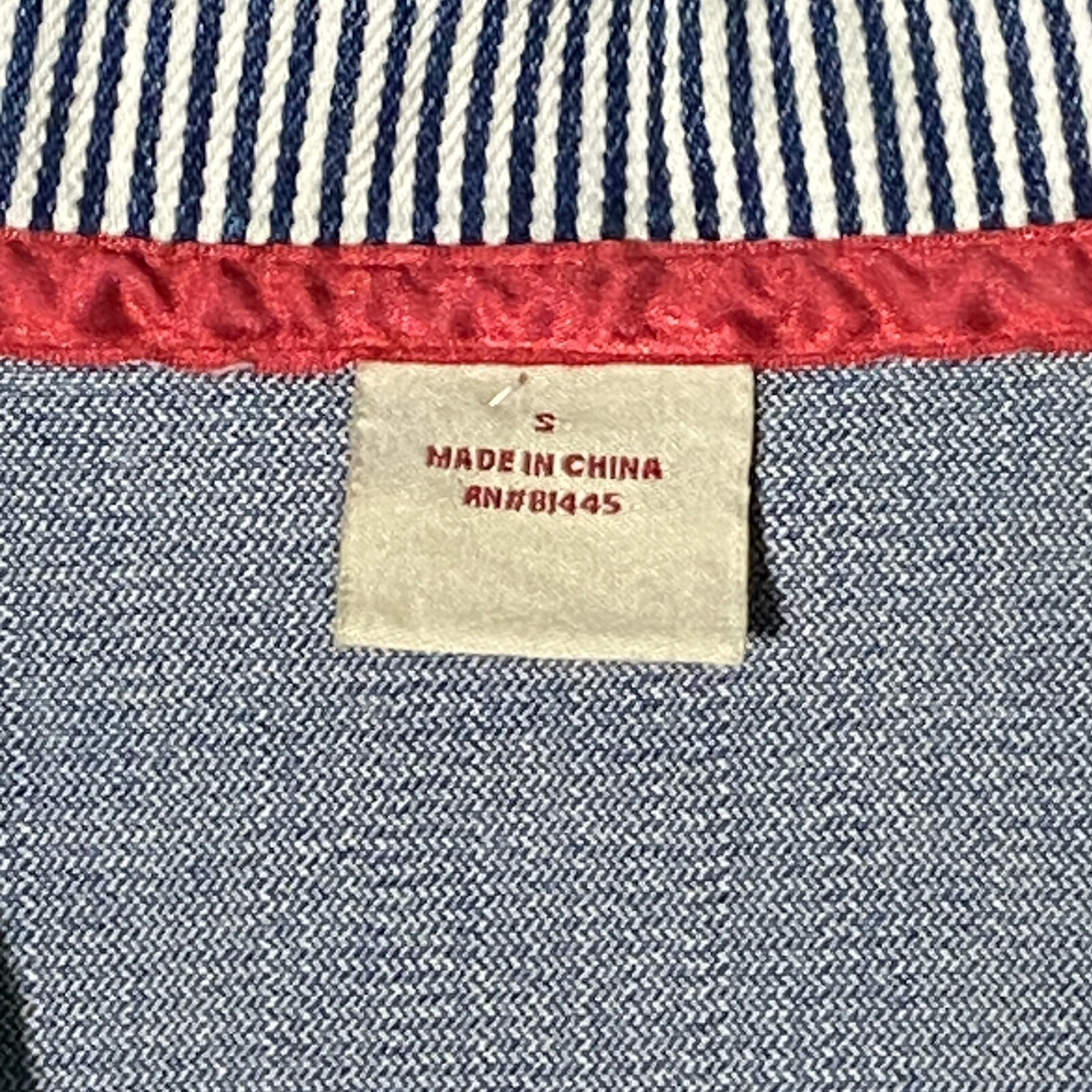 Denim Jacket Women's Small Railroad Stripes Fabric Long Sleeve Buttons ...