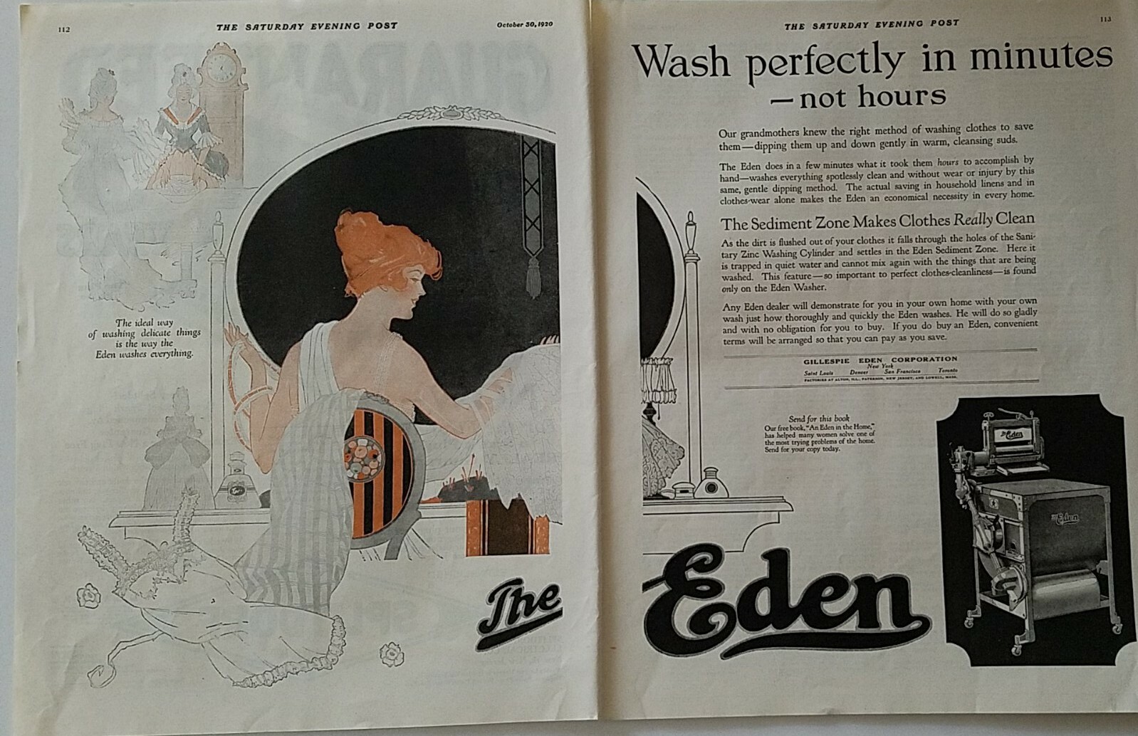 1920 redhead Gillespie Eden Corp washer washing machine lingerie ...