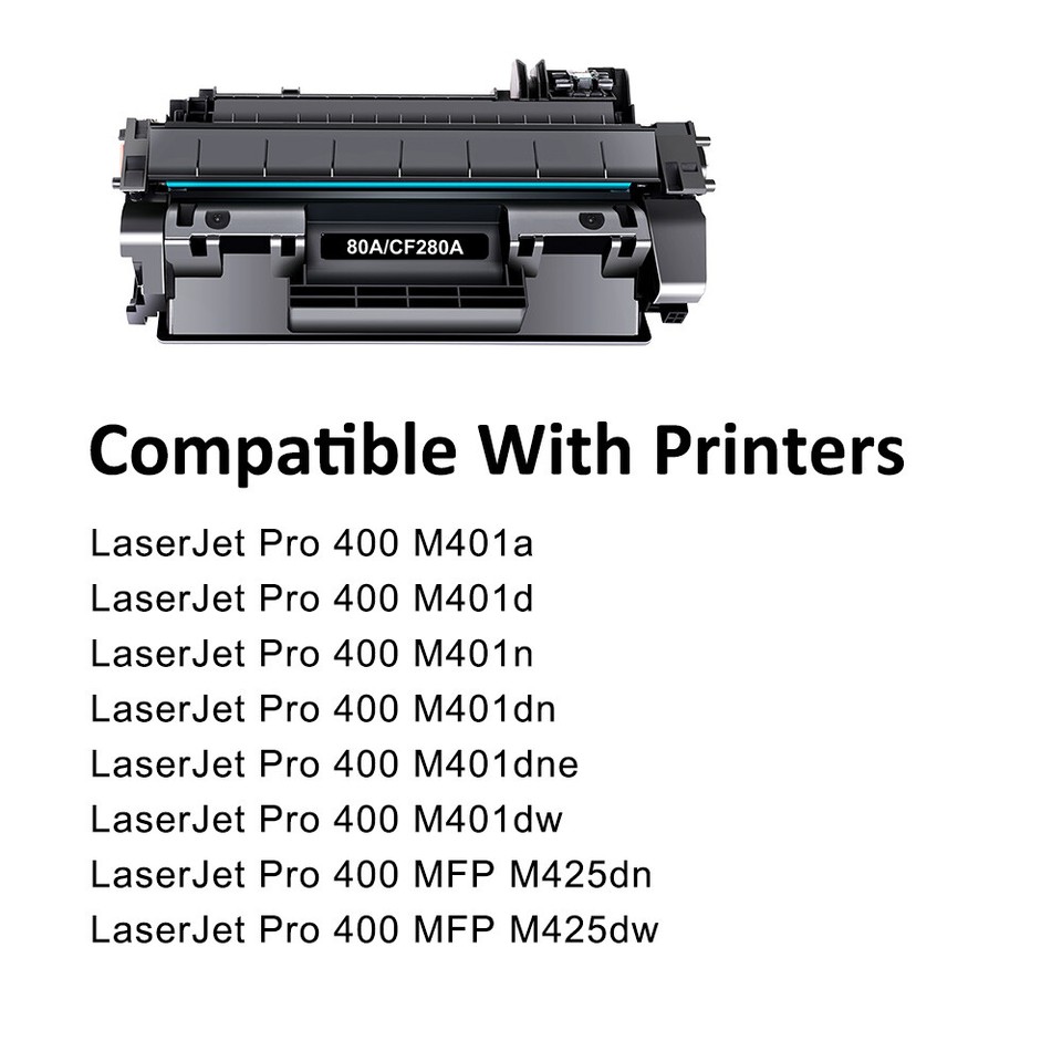 8PK CF280A 80A Toner Compatible With HP LaserJet Pro M401dn M401n ...