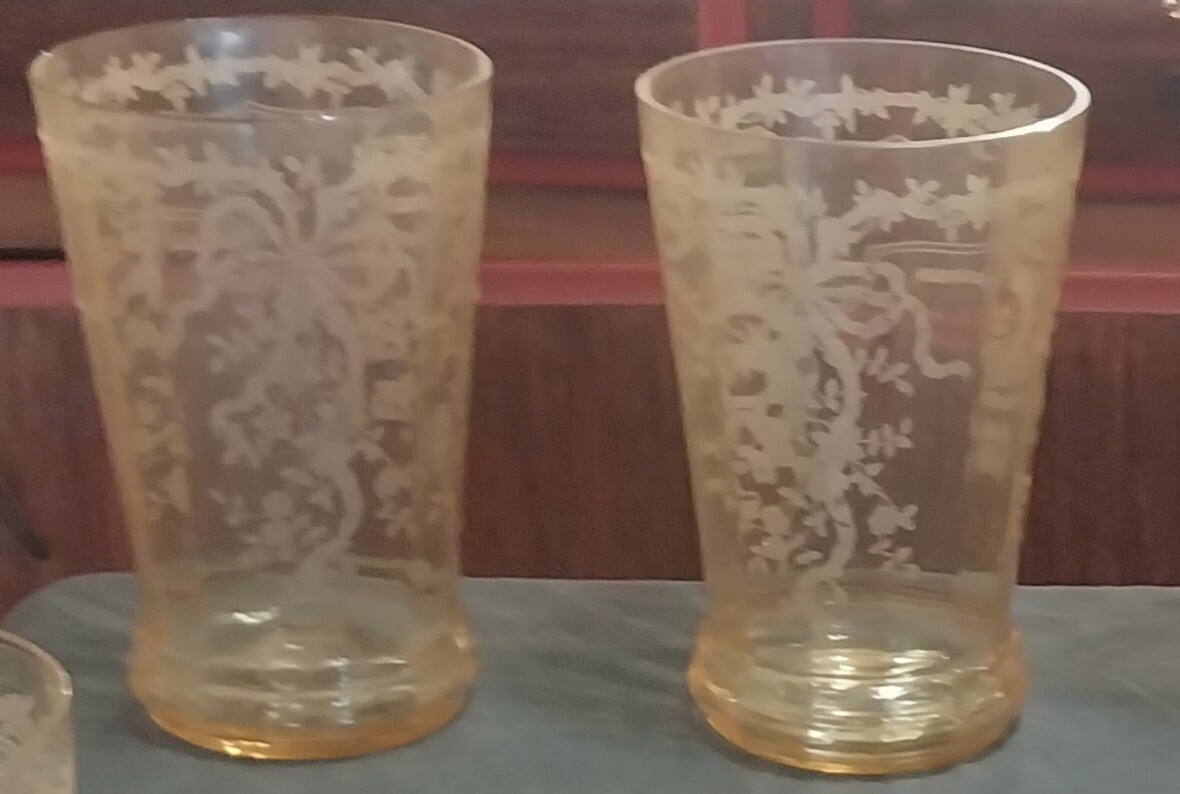 Rare Vintage Fostoria Topaz June Pattern Flower Vases- 2 QTY | eBay