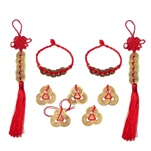 2 Chinese Knot Lucky Coins Feng Shui Coins I-Ching Fortune Coin and 5 ...