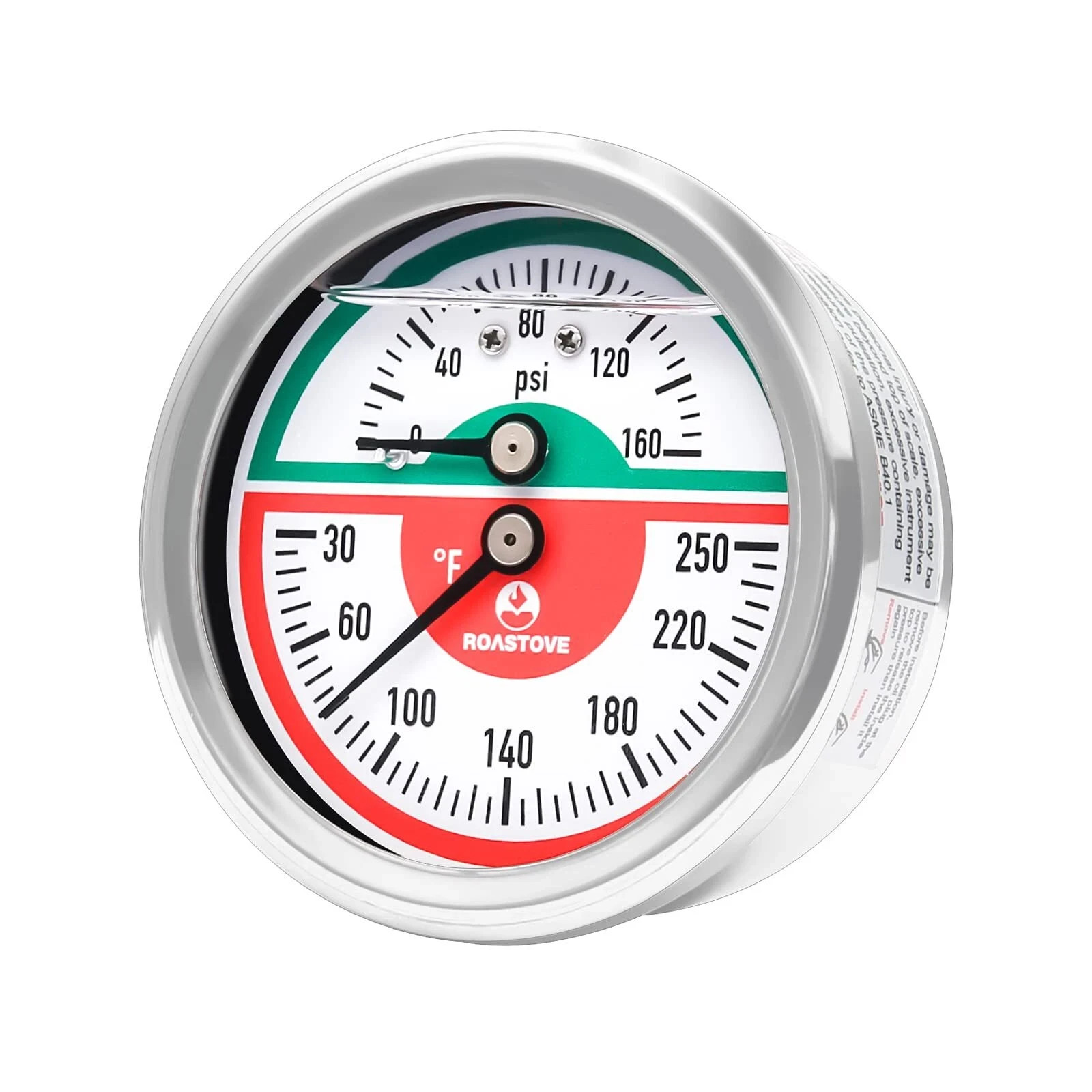 Tridicator Thermo-Manometer 2-1/2" Silicone Oil Filled 0-160psi/30-250 ...