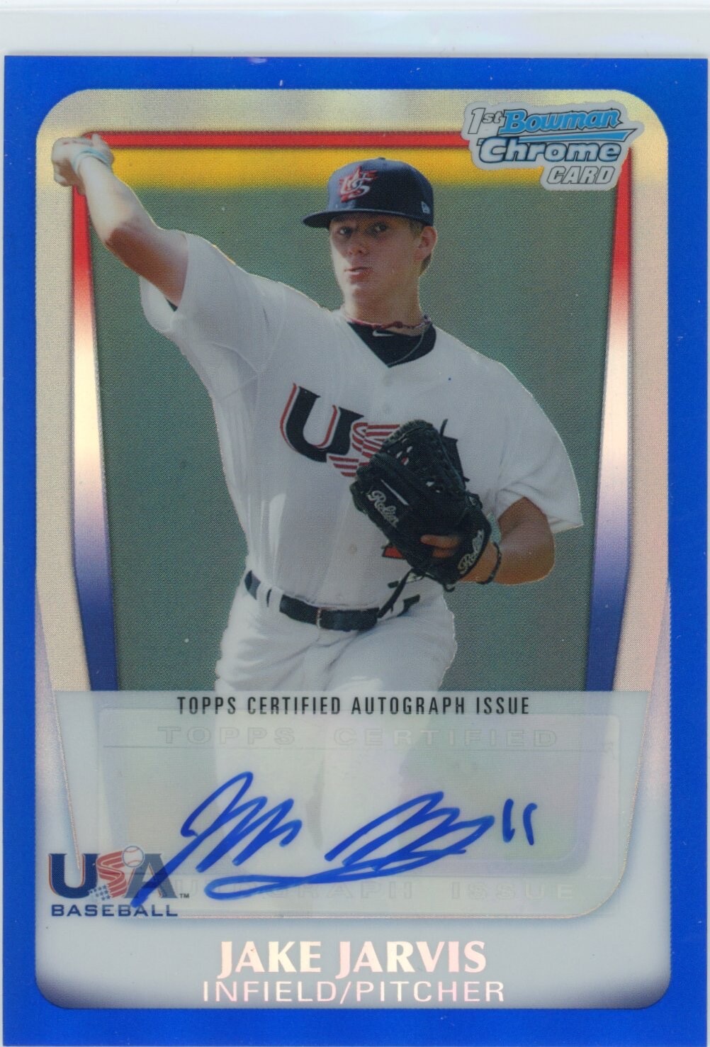 2011 1st Bowman Chrome Jake Jarvis Auto Blue Refractor 90/99 16U ...