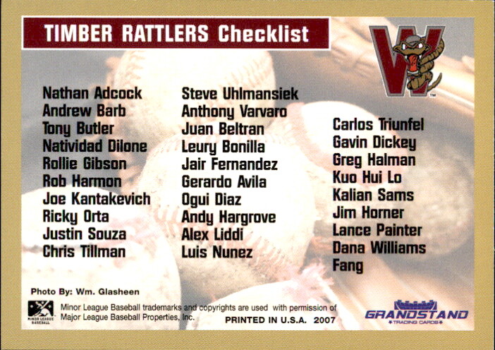 2007 Wisconsin Timber Rattlers Grandstand #29 Fang Mascot Baseball Card ...