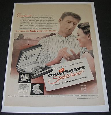 Print Ad 1957 Philishave Speedshaver RAZOR Al Balding Professional ...
