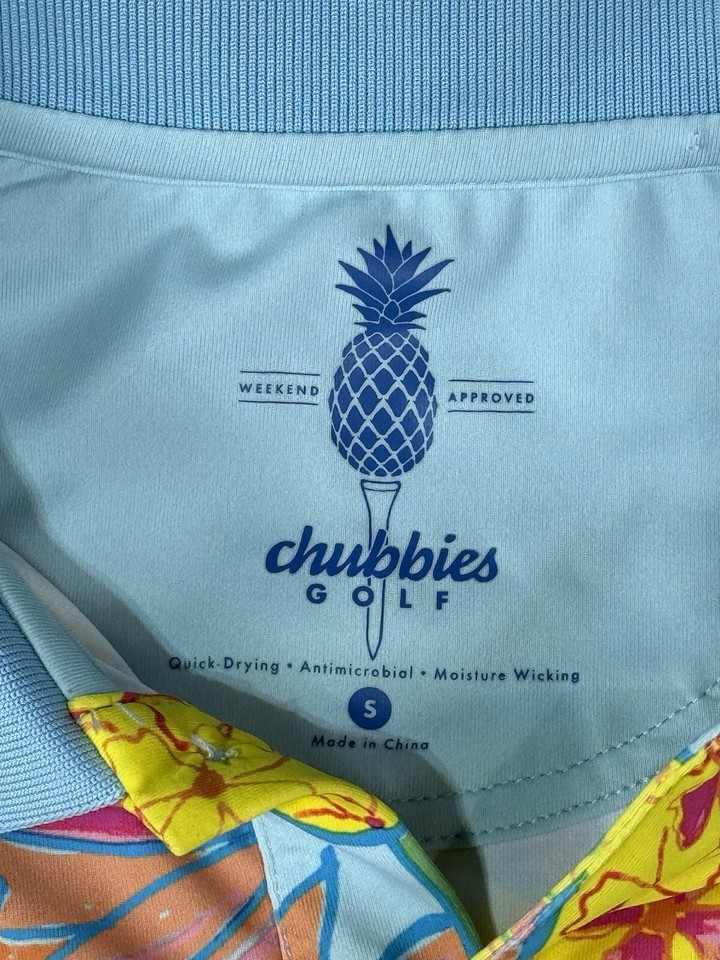 Chubbies Golf Small Colorful Pineapple Polo Shirt Loud Comfort Stretch ...