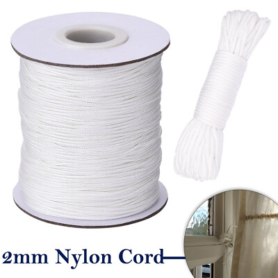 2mm White Nylon Cord String Braided Drawstring Nylon Piping Ropes 1-250 ...