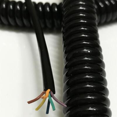 Coiled Spiral Power Cable Black Electrical Stretching Extensible Wire 6 ...