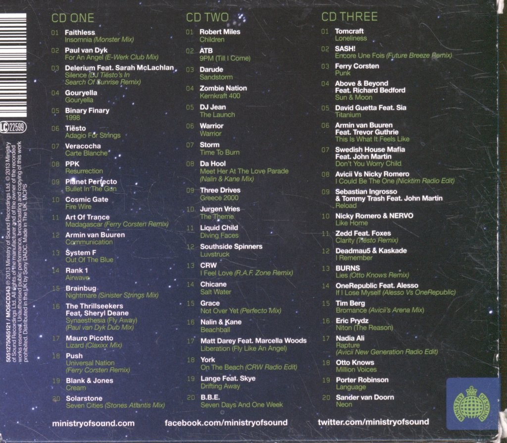 Various Artists Anthems Trance CD set UK Ministry of Sound 2013 3 X CD ...