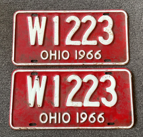 RARE NICE 1966 OHIO LICENSE PLATE PLATES PAIR ALL ORIGINAL MUSTANG ...