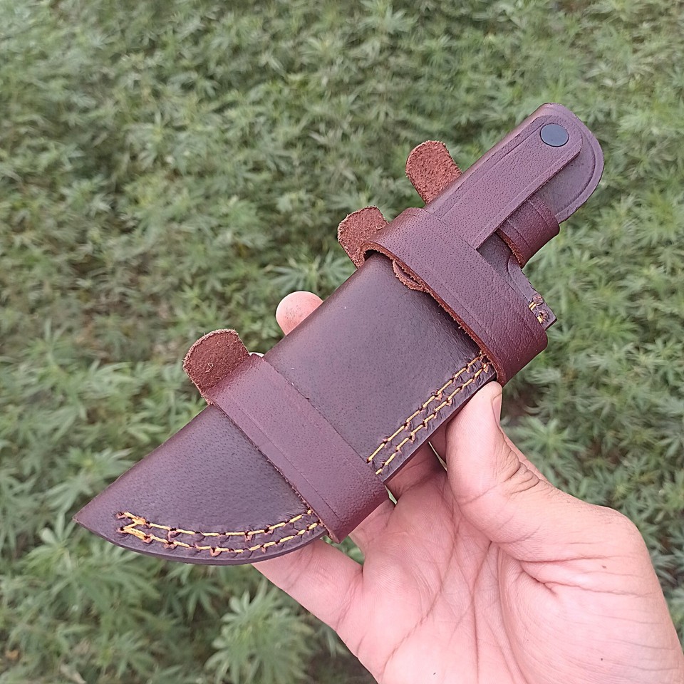 Handmade fixed blade knife leather sheath vertical carry horizontal ...
