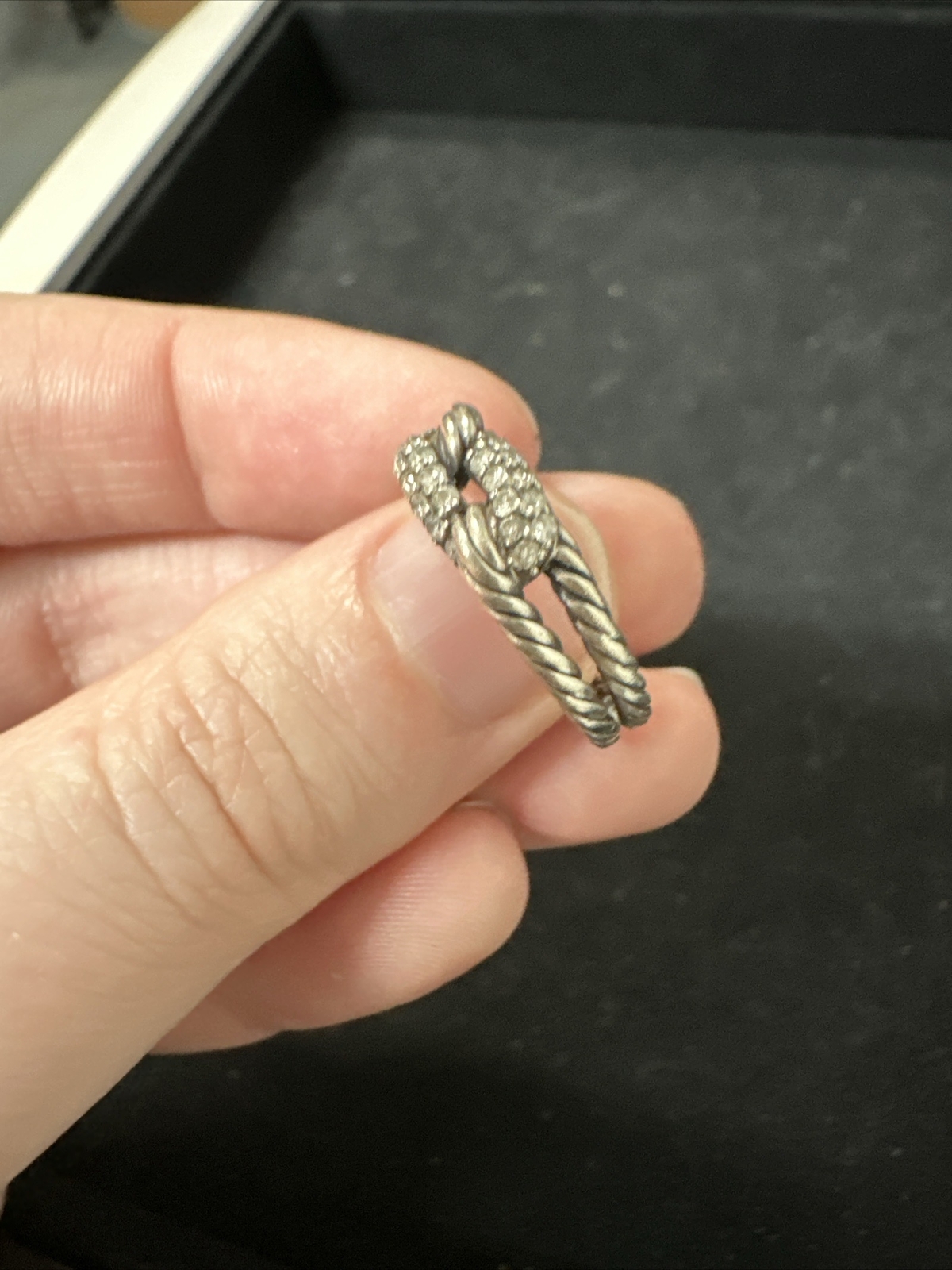 David Yurman Cable Petite Pave Diamond Loop Ring in S… - Gem