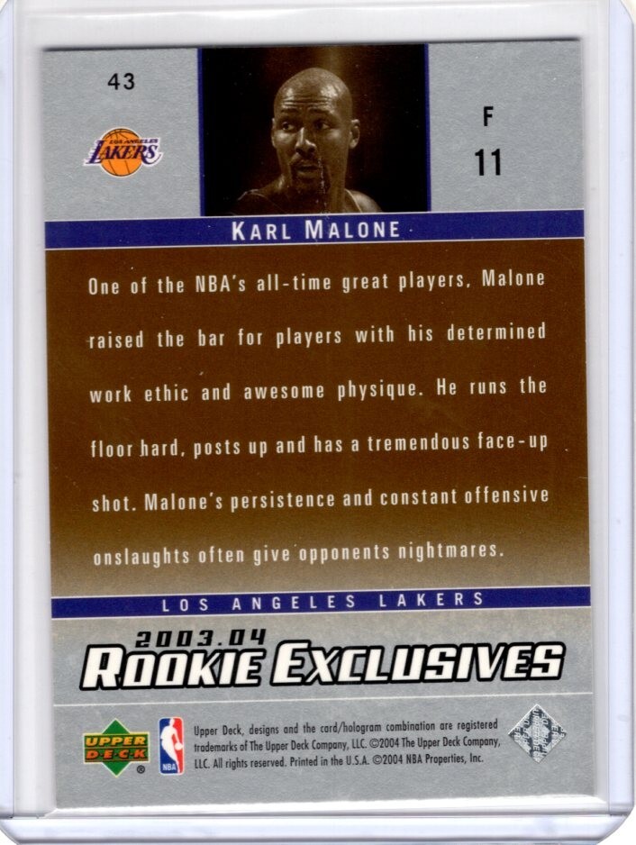 KARL MALONE 2003-04 Upper Deck Rookie Exclusives Black White Variation ...