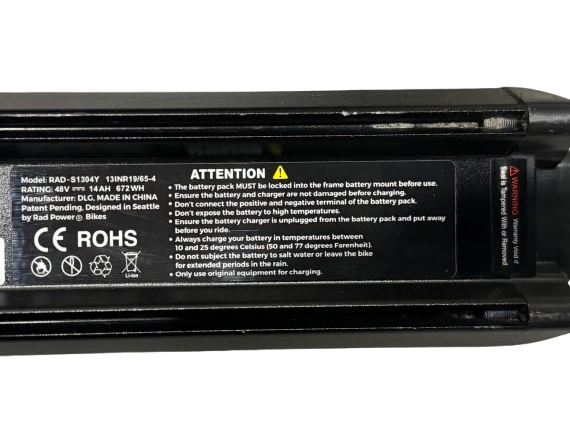 Authentic Rad Power Bikes Battery For Rover 6 Plus, City 5 Plus, Runner ...