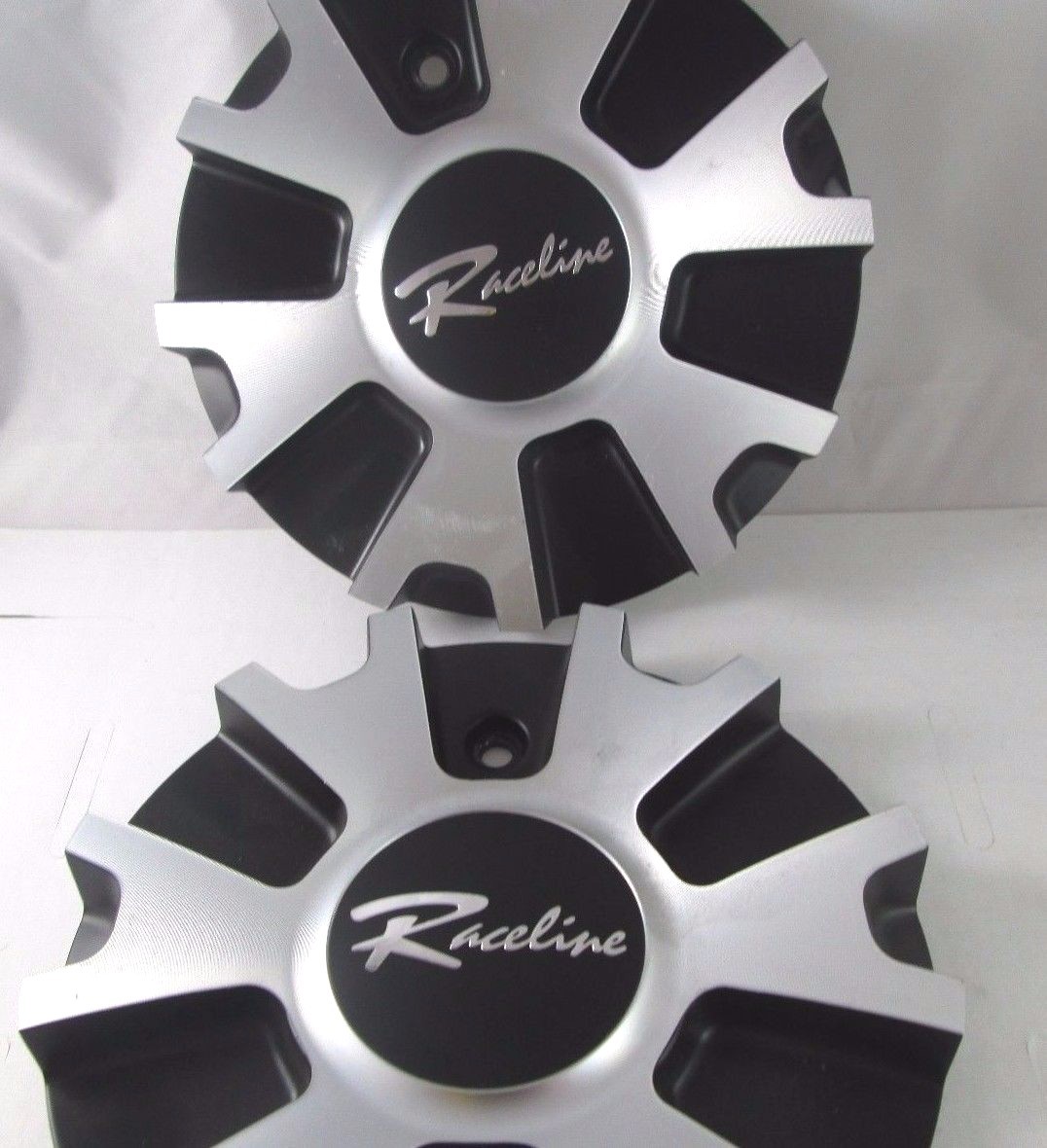RACELINE! BLACK/ SILVER CUSTOM WHEEL CENTER CAPS* #311131FB (2) | eBay